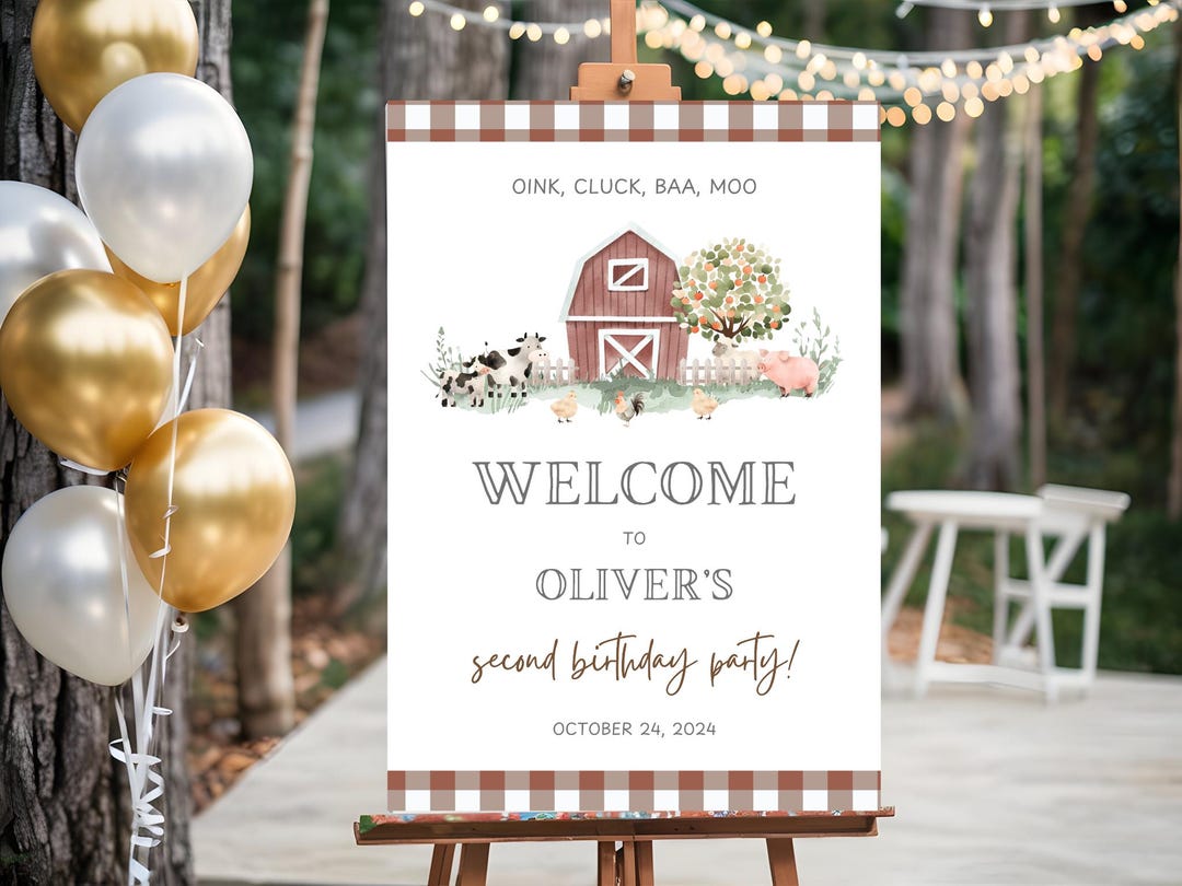 Farm Party Welcome Sign | 18X24 Printable Farm Birthday Sign | Farm ...