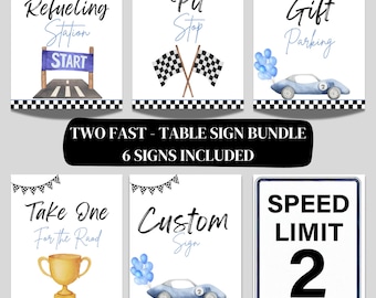 Two Fast Birthday Signs: Race Car Party Decor (instant Download) - Etsy