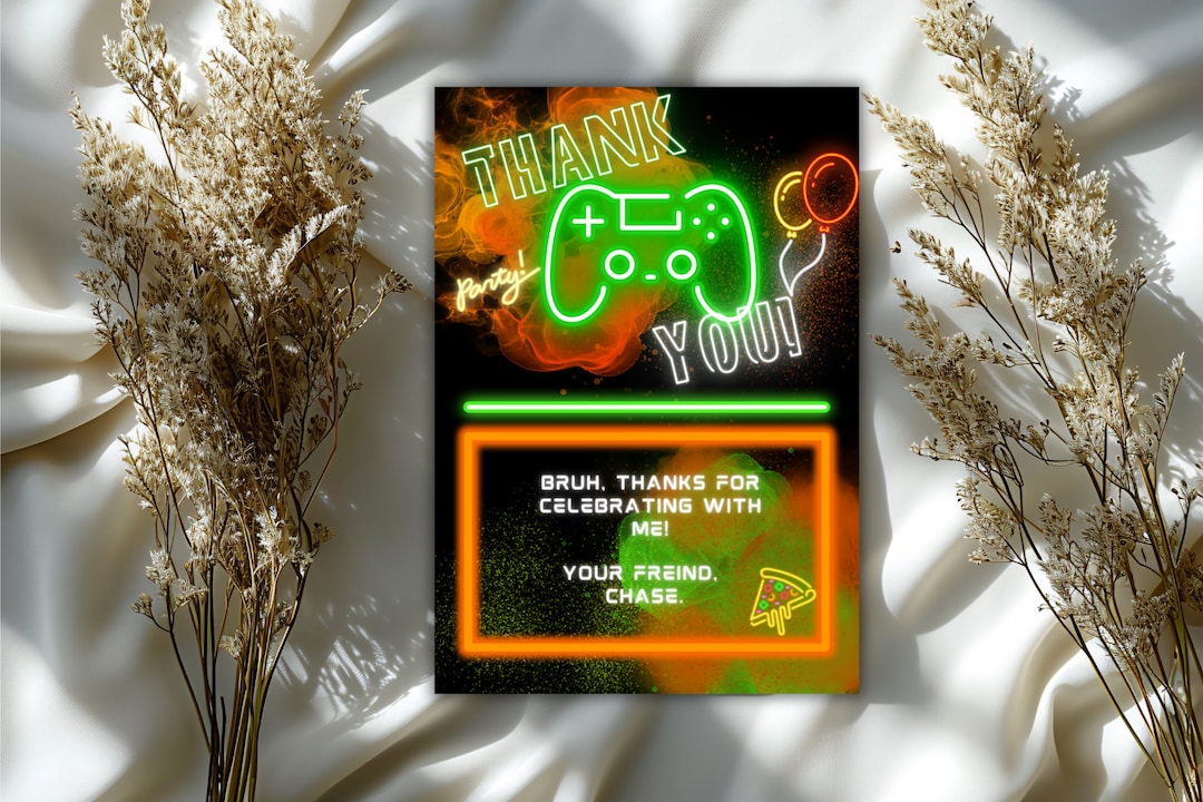Video Game Thank You Card | Game Over Thank You Label Tag | Instant ...