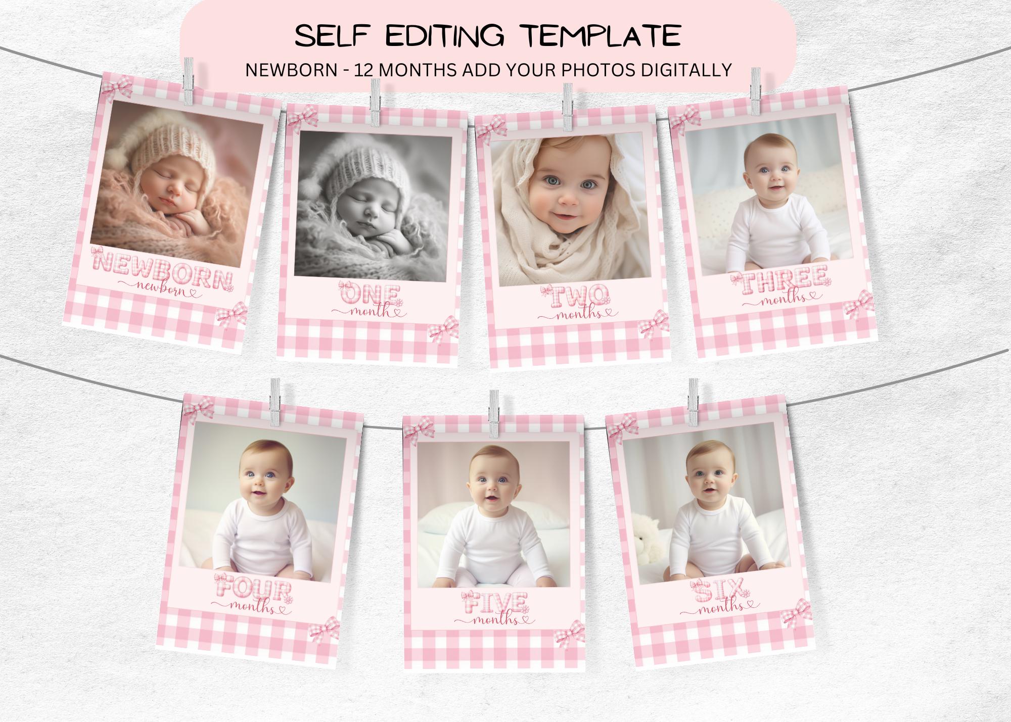 Editable Canva Template | 12 Month Cards | One Year | Girl Birthday ...