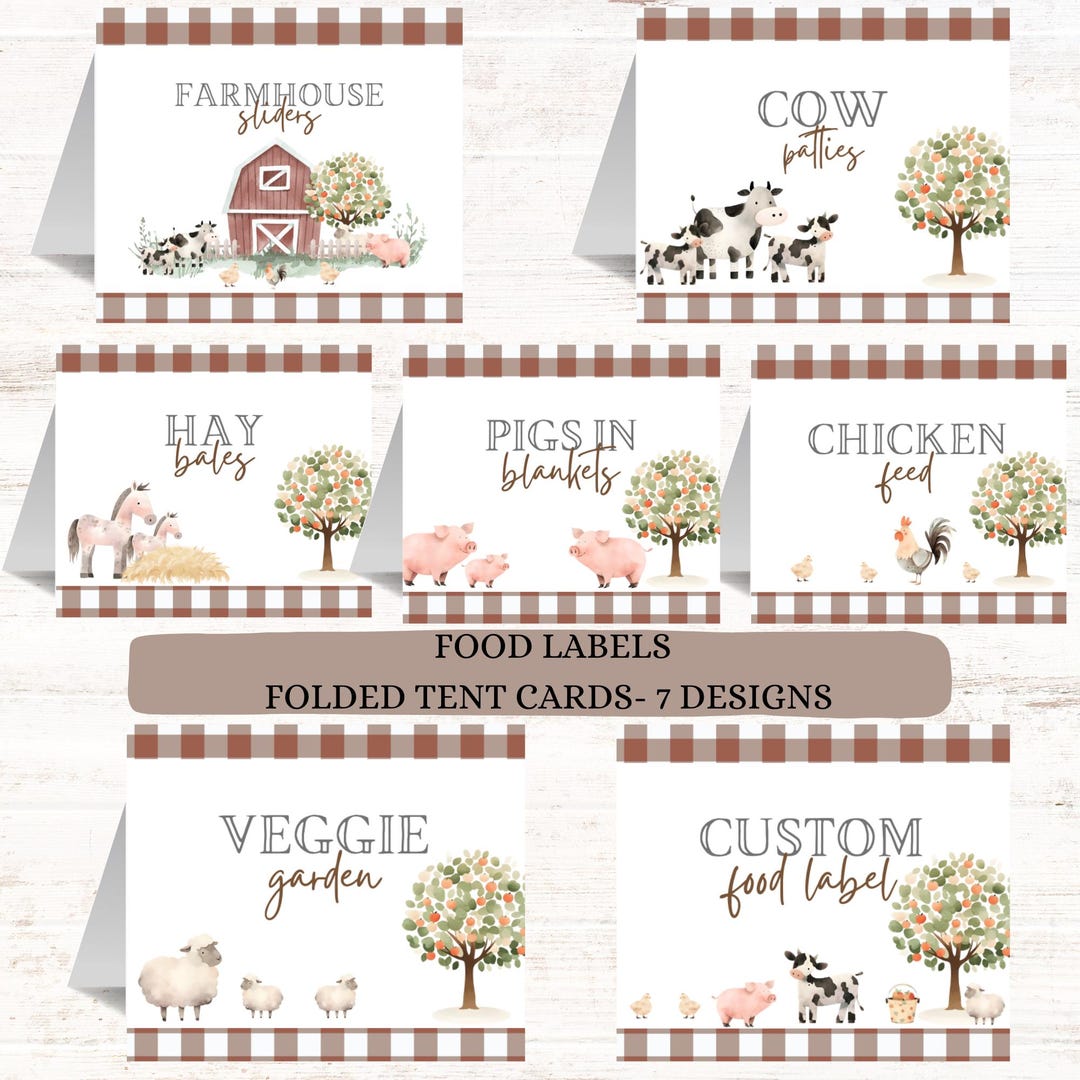 Food Labels | Farm Party Decoration | Boy Birthday Decor | Place Cards ...