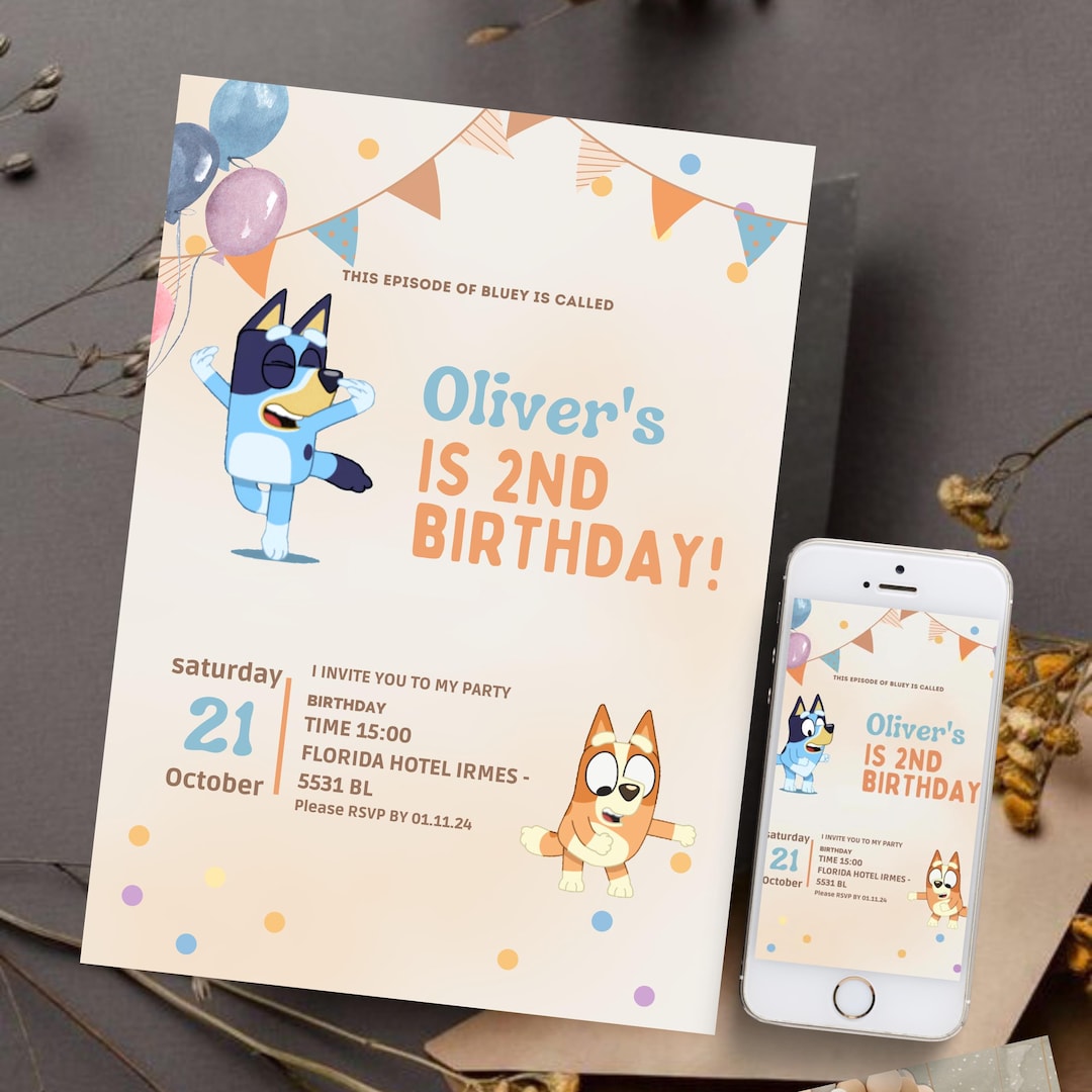 Bluey Party Invitation Video Invitation Bluey and Bingo Digital Canva ...