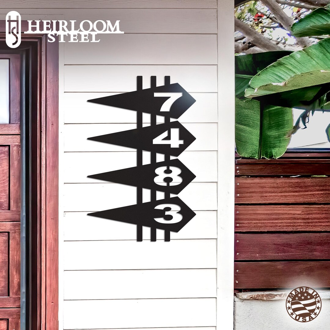 50's Modern Steel Address Sign, MCM Laser Cut Metal Name Plaque ...
