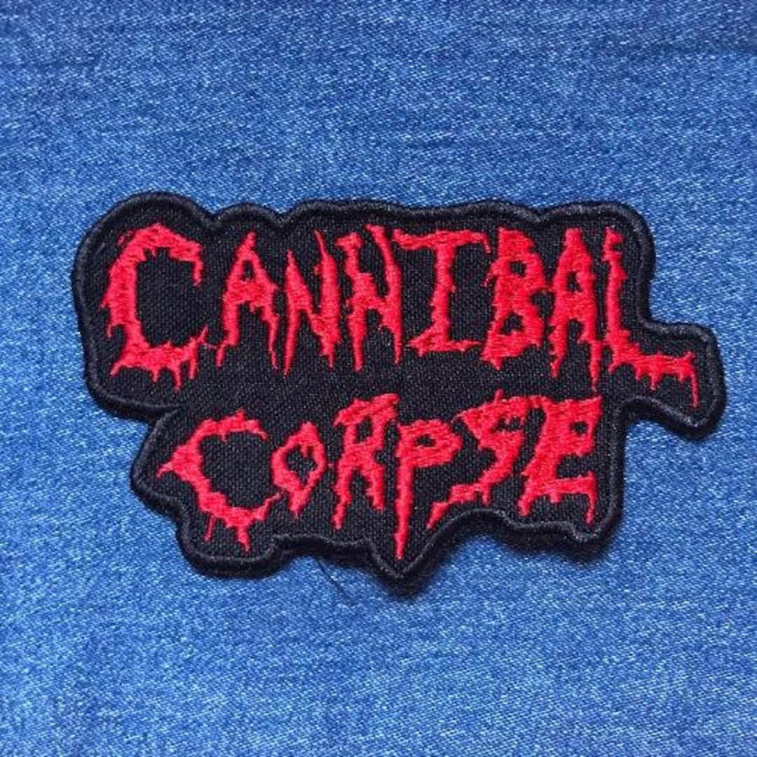 CANNIBAL CORPSE 2 Lines Old Logo Embroidered Patch Unleashed Pestilence Incantation Bolt Thrower ...