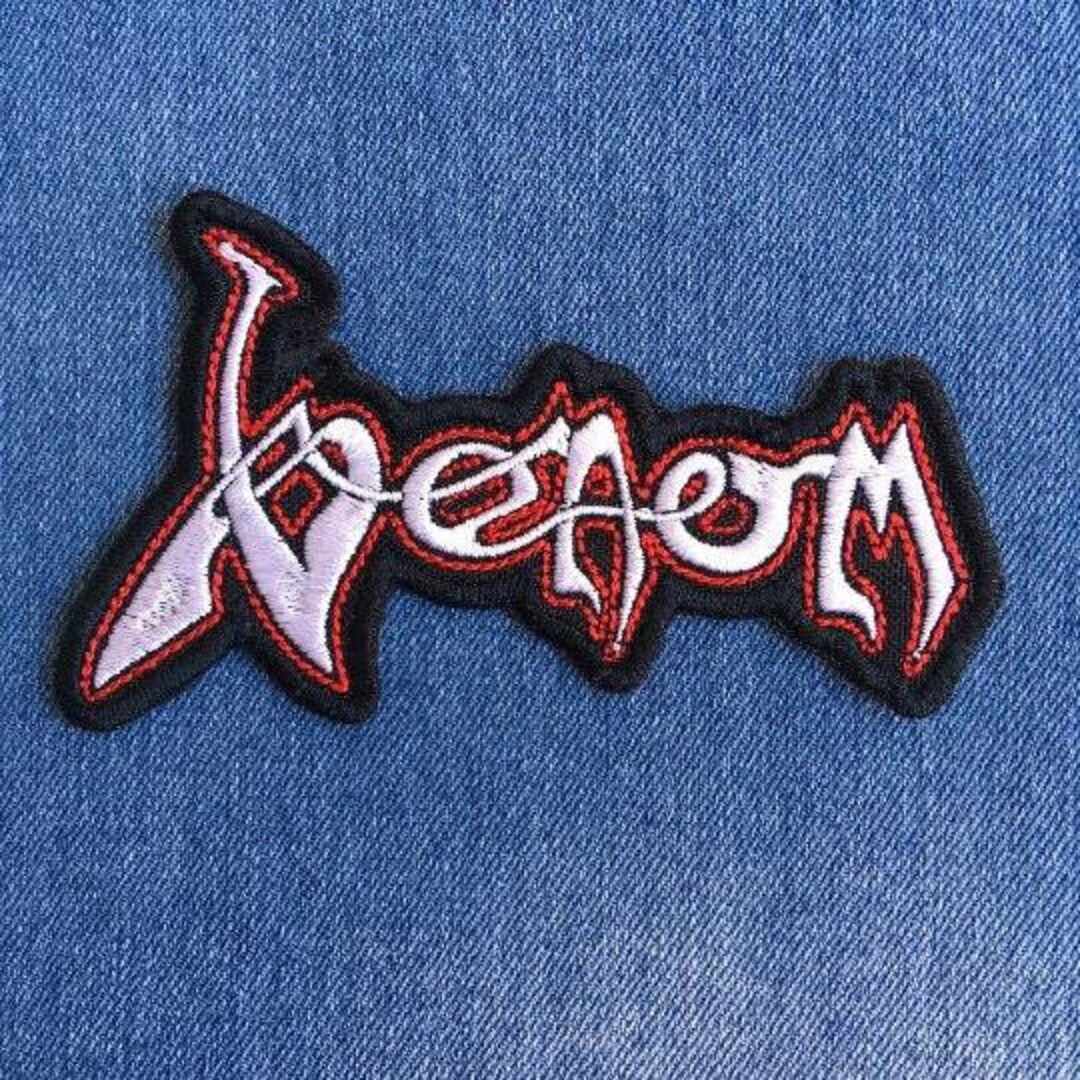 VENOM Shaped Logo Embroidered Patch Sodom Bathory Hellhammer Celtic Frost Slayer Dark Angel ...