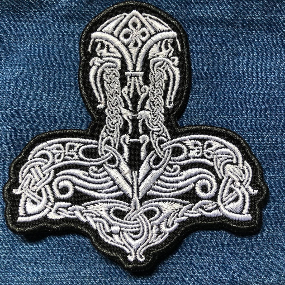 Thors Hammer Embroidered Patch Mjolnir Thunder God Viking Norse ...