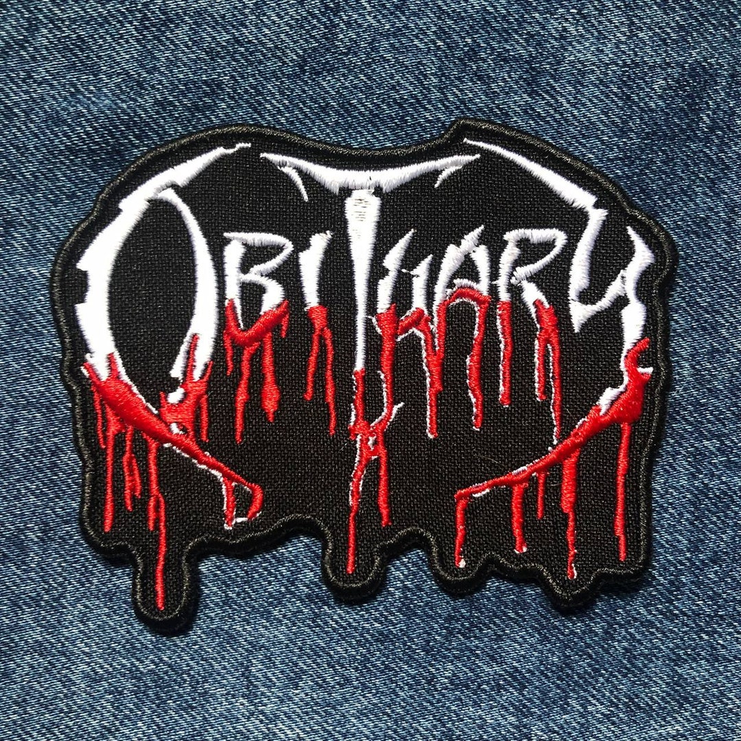OBITUARY Blood Logo Embroidered Patch Grave Death Benediction Pestilence Incantation Bolt ...
