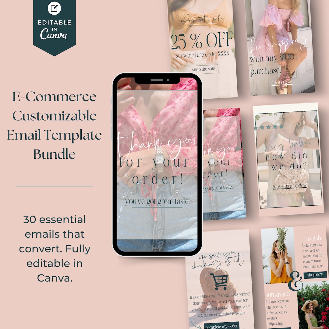 Customizable Fashion E-commerce Canva Email Templates | Email Sequence ...