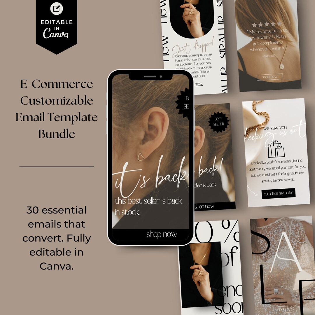 Modern Editable Jewelry E-commerce Email Canva Templates | Klaviyo ...
