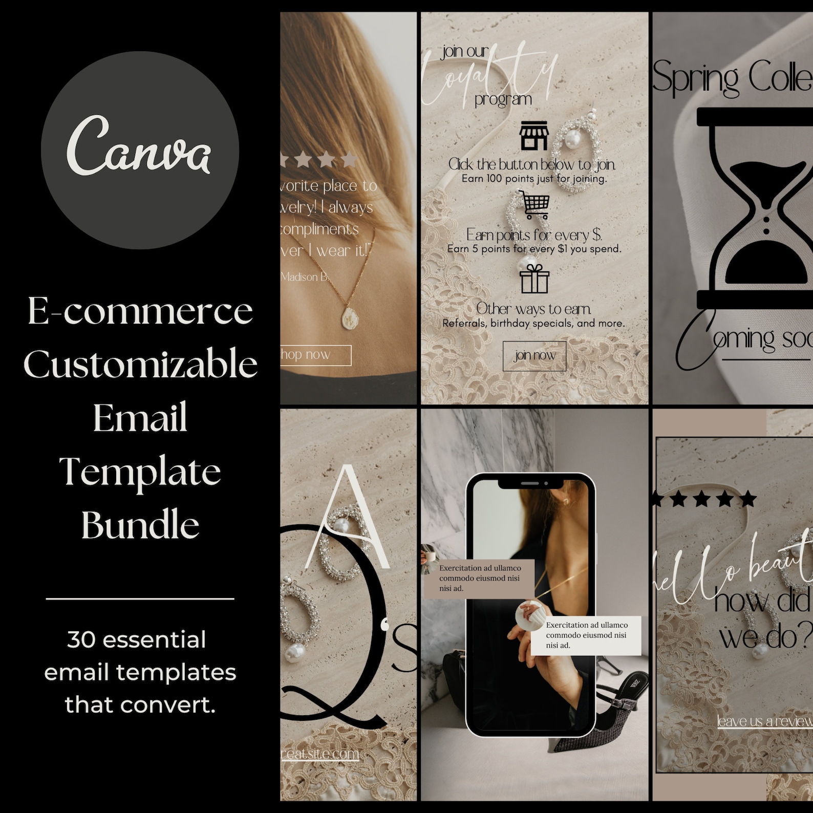 Modern Editable Jewelry E-commerce Email Canva Templates | Klaviyo ...