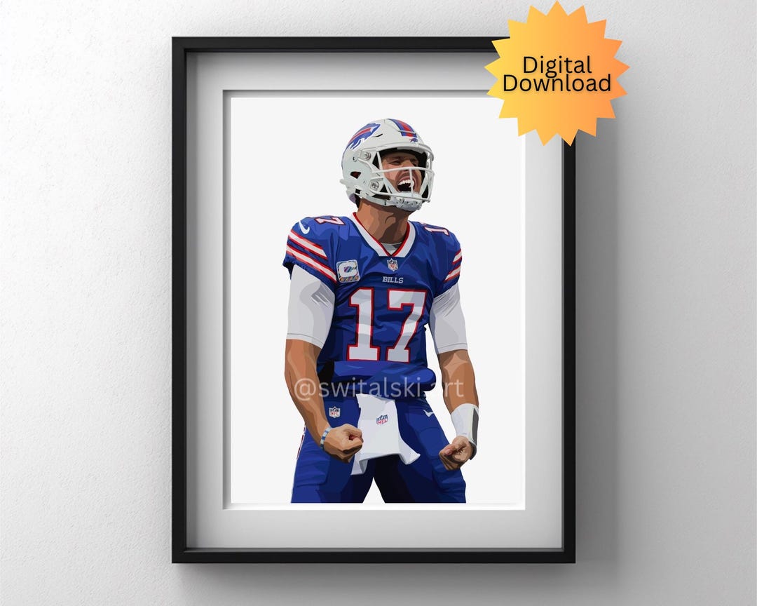 Josh Allen Illustration Buffalo Bills Digital File Printable Art ...