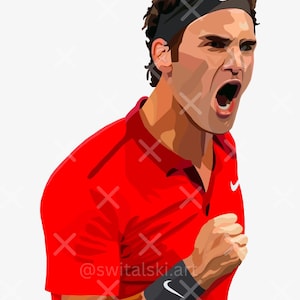 Roger Federer Illustration • Digital File • Printable Art • Tennis ...
