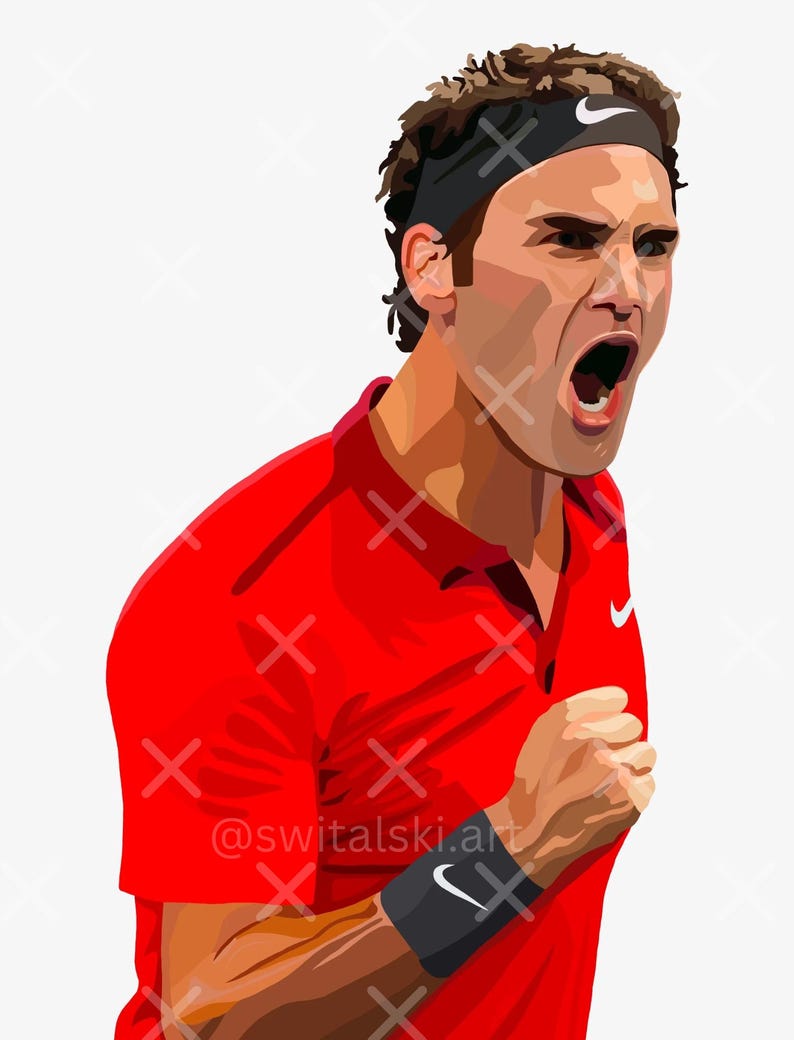 Roger Federer Illustration • Digital File • Printable Art • Tennis ...