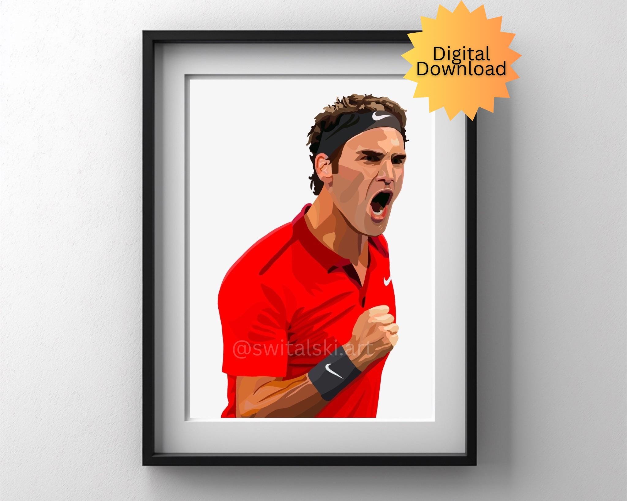 Roger Federer Illustration • Digital File • Printable Art • Tennis ...