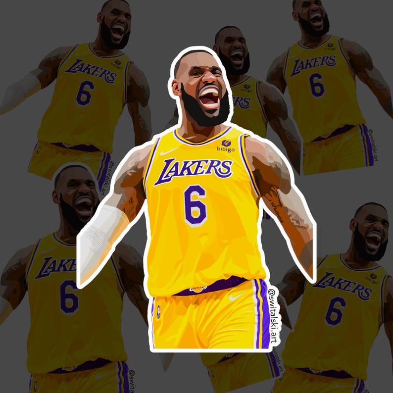 Lebron James Los Angeles Lakers NBA Digital Art Illustration Laptop ...