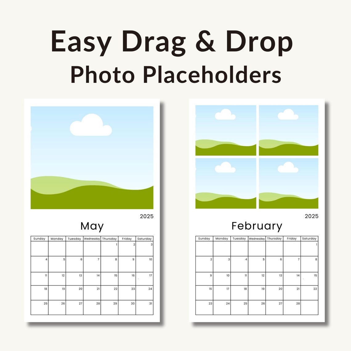 2025 Photo Calendar Templates: Custom Collage Layout (digital Download ...