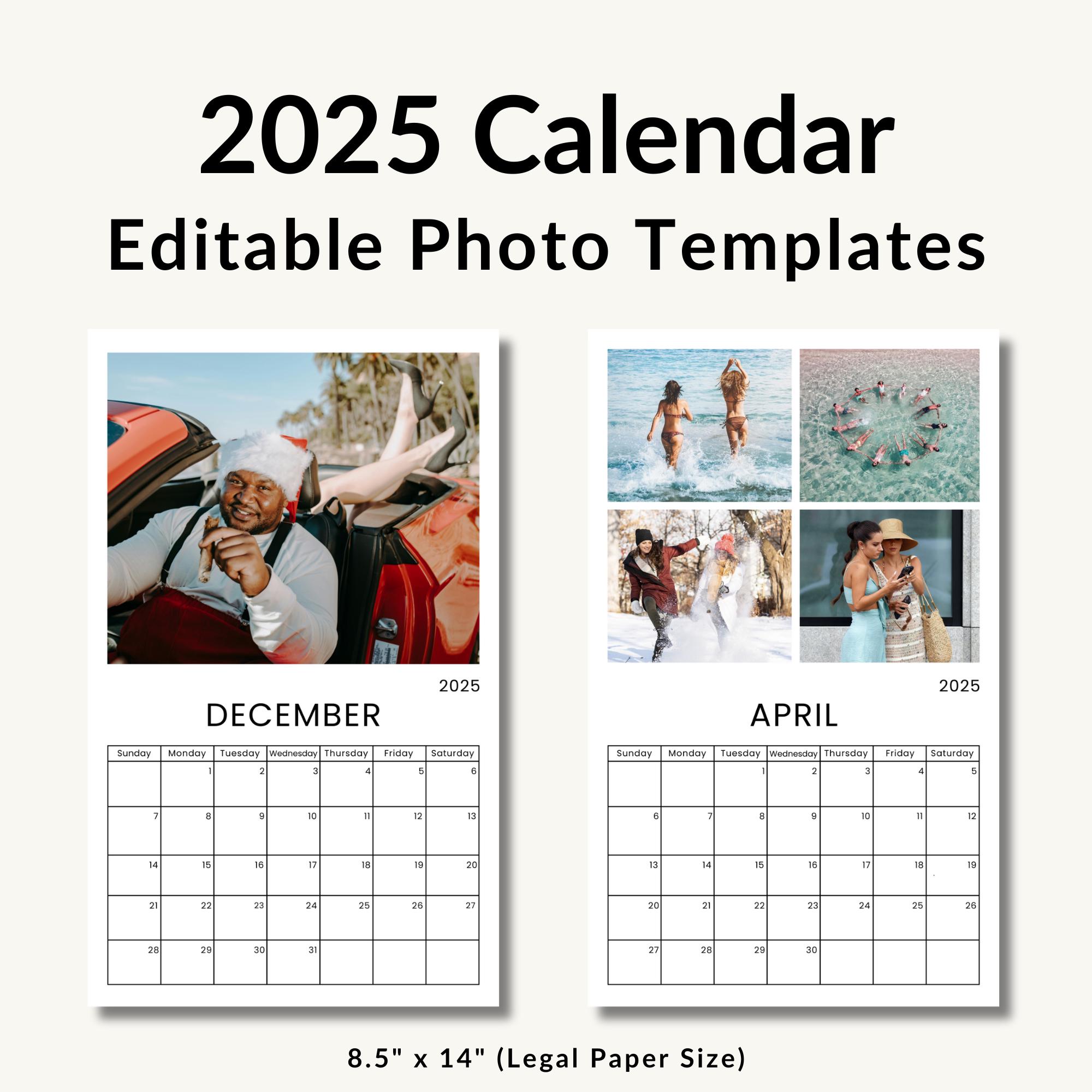 2025 Photo Calendar Templates: Custom Collage Layout (digital Download ...