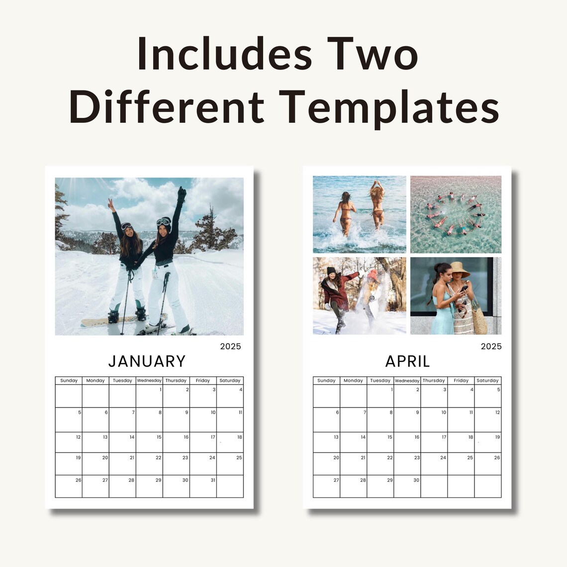 2025 Photo Calendar Templates: Custom Collage Layout (digital Download ...