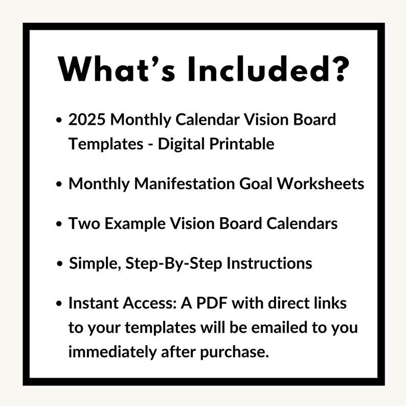 Vision Board Calendar Downloadable Vision Boarding Calendar Vision ...