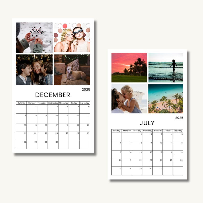2025 Photo Calendar Templates: Custom Collage Layout (digital Download ...