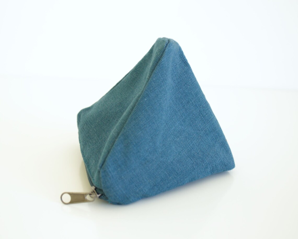 Organic Cotton Pouch, Blue Pouch, Coin Purse, Mini Organizer, Zipper ...