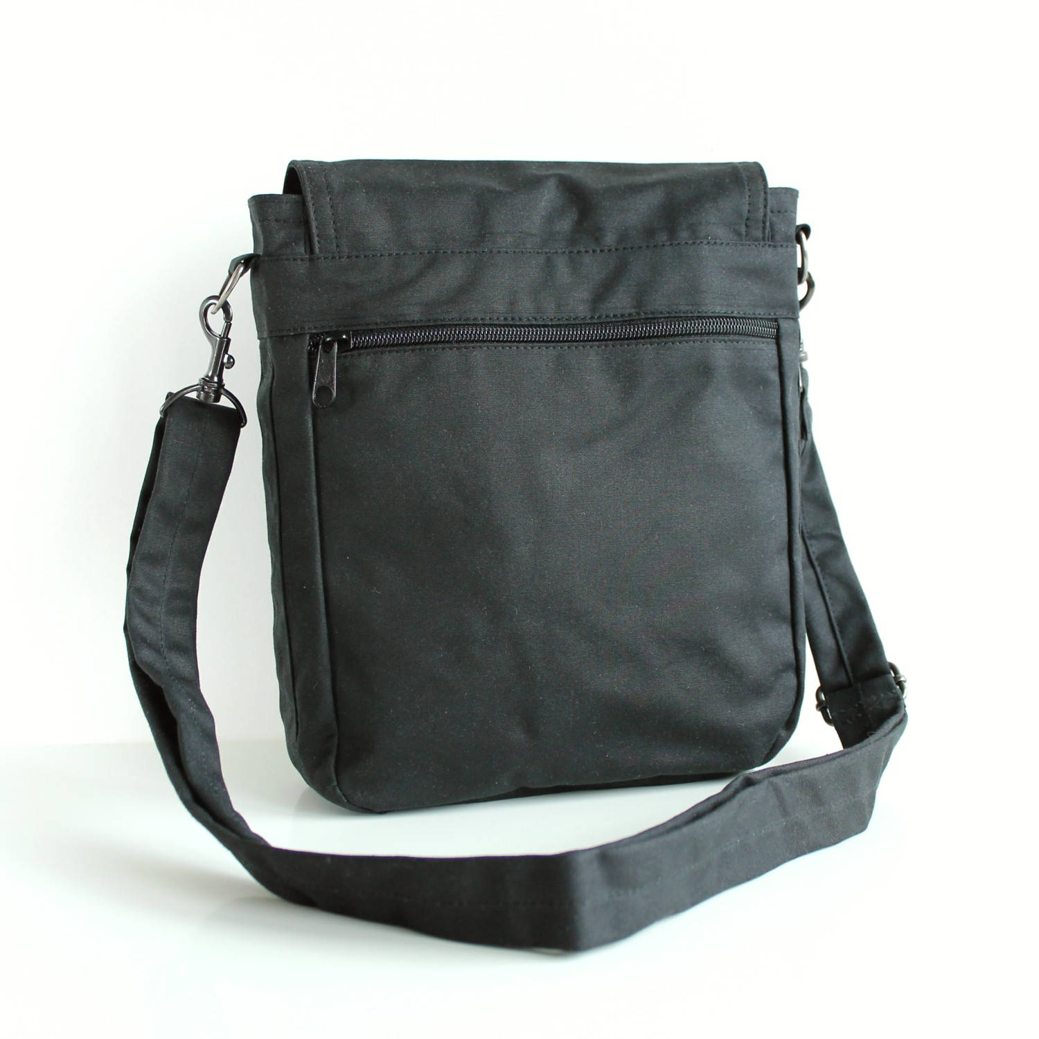 Waxed Canvas Tablet Messenger Vegan Messenger Black | Etsy