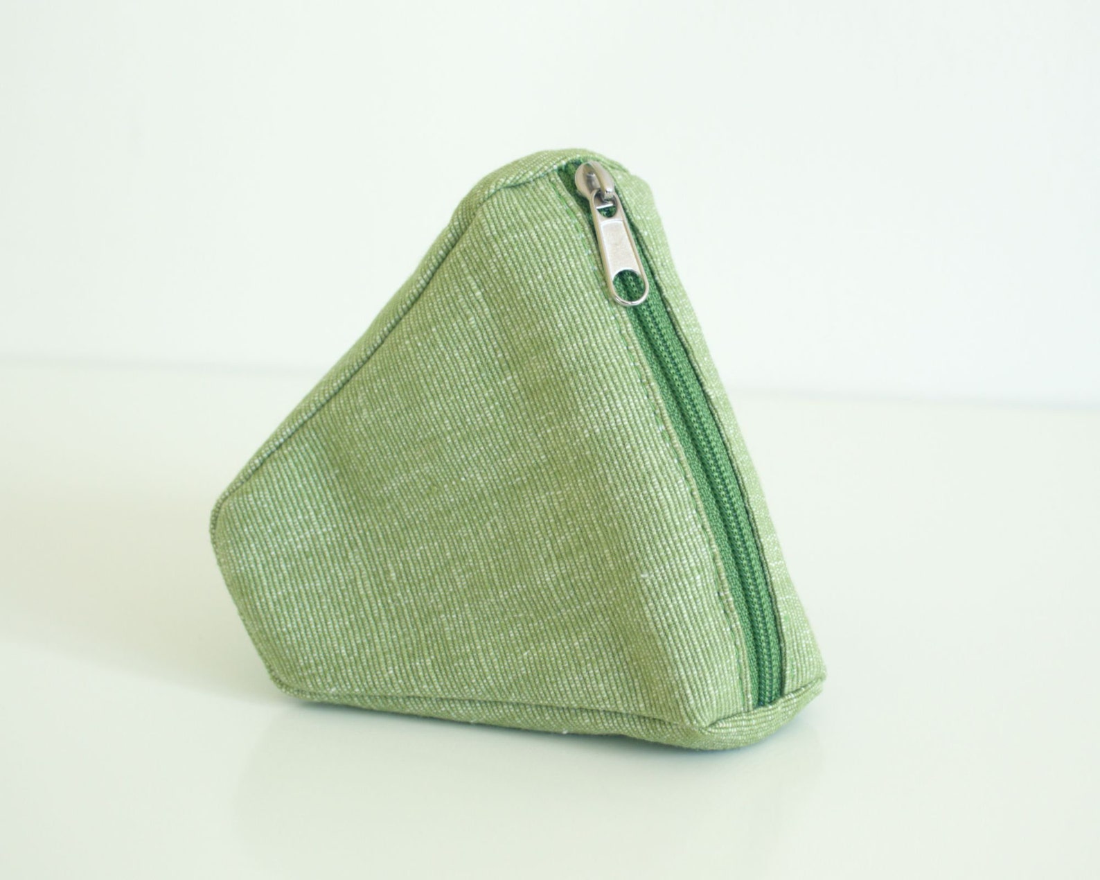 Small Cotton Pouch, Green Pouch, Coin Purse, Mini Organizer, Zipper ...
