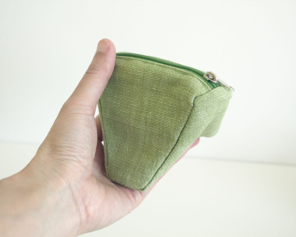 Small Cotton Pouch, Green Pouch, Coin Purse, Mini Organizer, Zipper ...