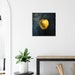 Golden Apple Art Print Blue Background Metallic Lustrous Fruit Decor ...