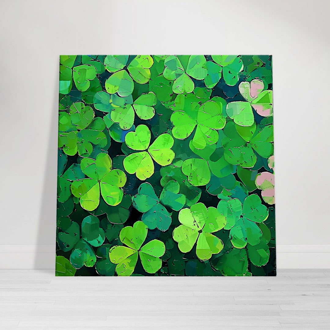 Shamrock Canvas Print: Expressive Clover Painting, St. Patrick's Day ...