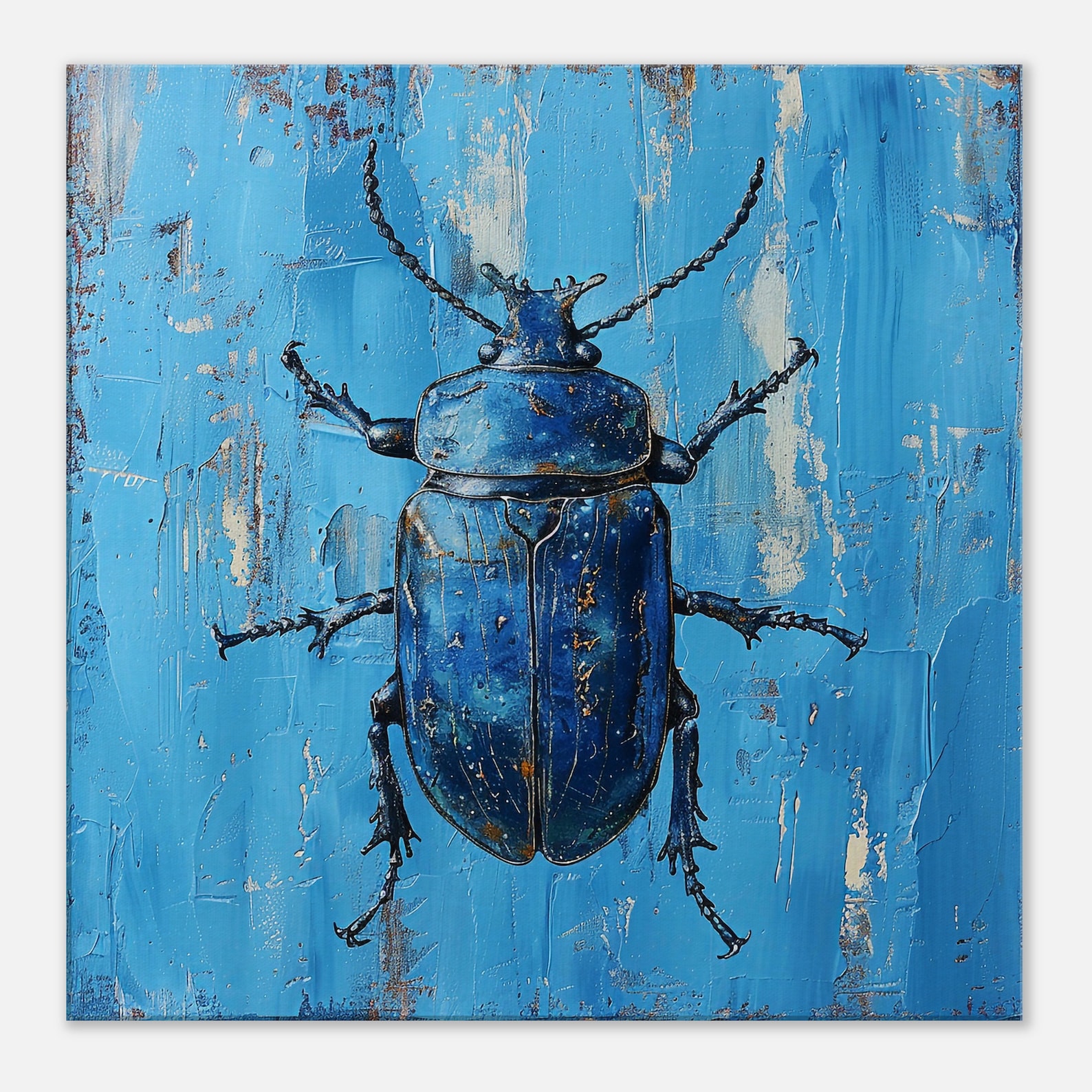 BLUE BEETLE Print and Insect Lover Abstract Wall ART Painting, Blue ...