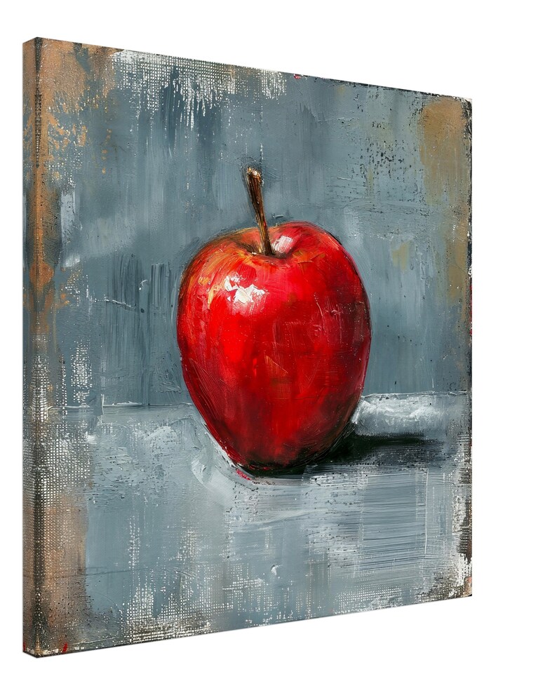 Red APPLE FRUIT PAINTING Kitchen Wall Art, Glossy Finish Apple Fruit ...