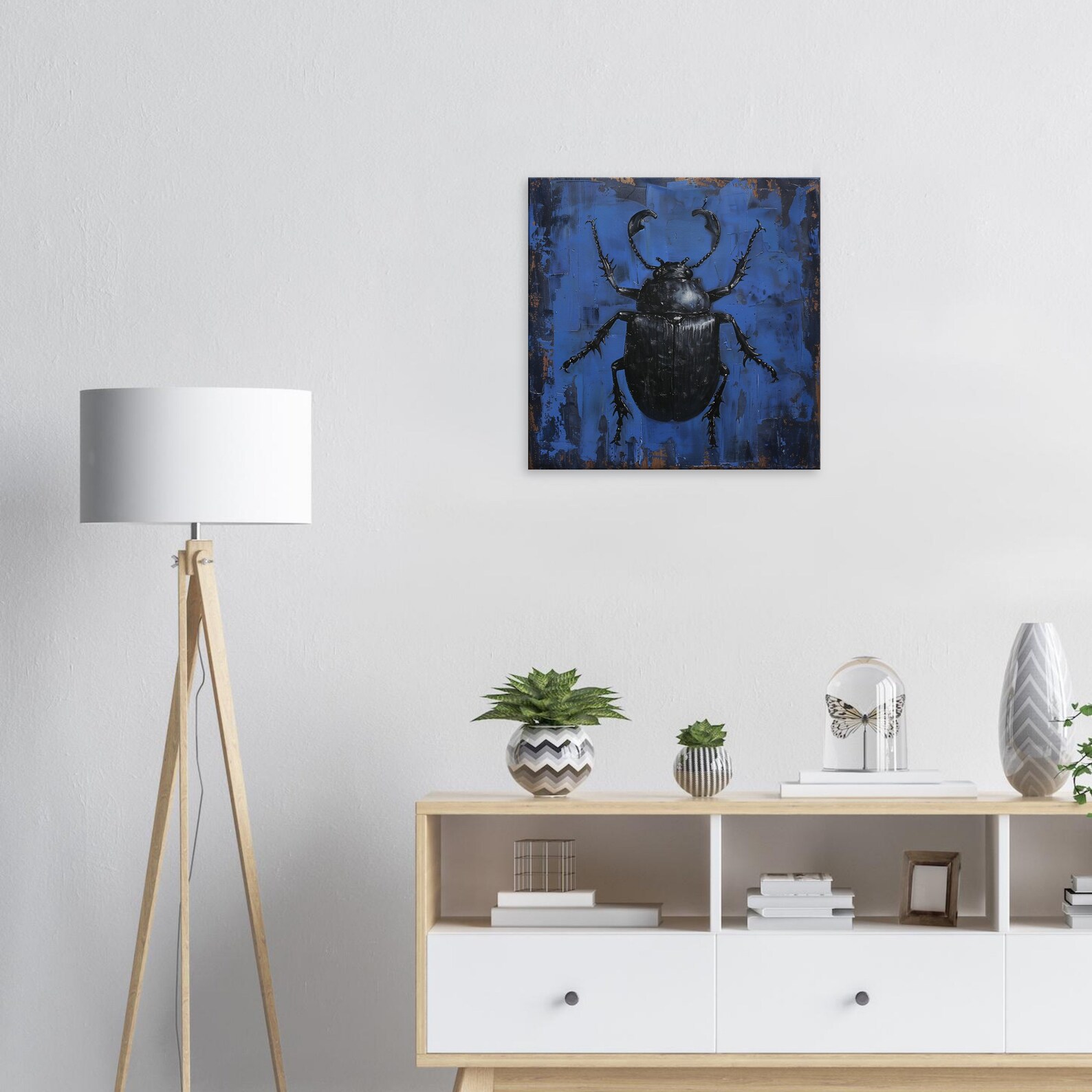 Blue Beetle Art Print, Modern Insect Wall Art, Nature-inspired Home ...