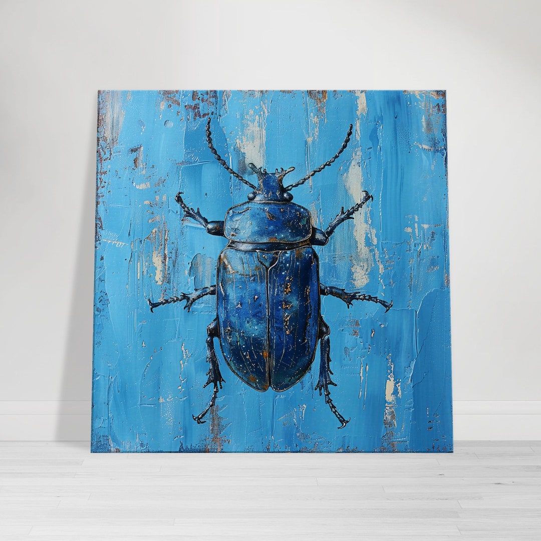 BLUE BEETLE Print and Insect Lover Abstract Wall ART Painting, Blue ...