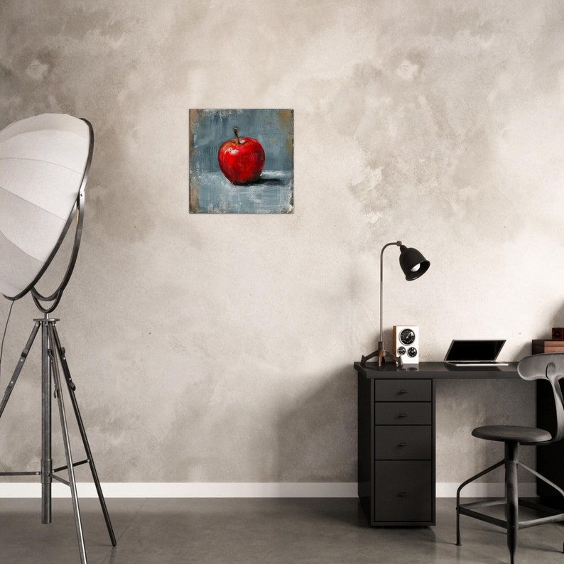 Red APPLE FRUIT PAINTING Kitchen Wall Art, Glossy Finish Apple Fruit ...