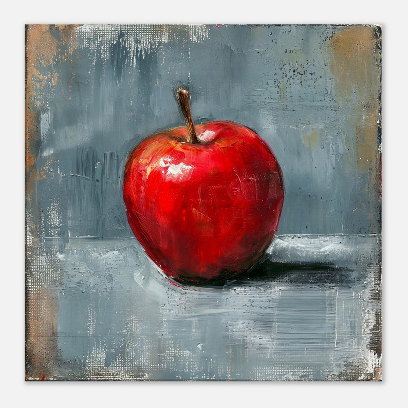 Red APPLE FRUIT PAINTING Kitchen Wall Art, Glossy Finish Apple Fruit ...