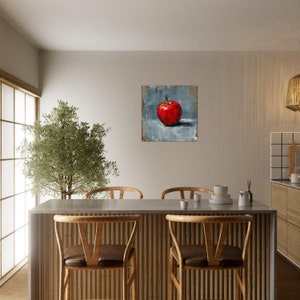 Red APPLE FRUIT PAINTING Kitchen Wall Art, Glossy Finish Apple Fruit ...