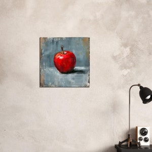 Red APPLE FRUIT PAINTING Kitchen Wall Art, Glossy Finish Apple Fruit ...