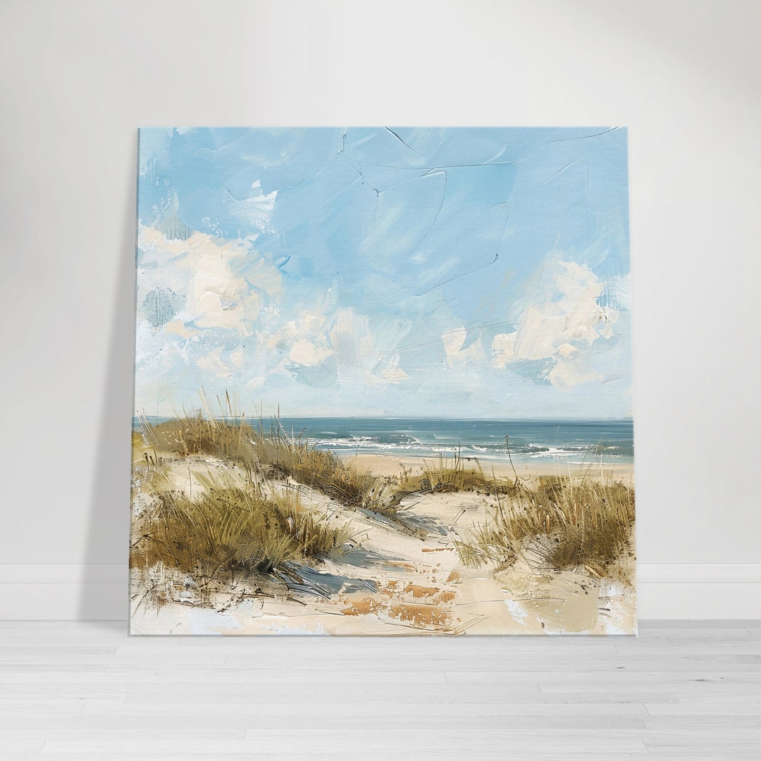 The Dance of Tides, Blue Sky With White Clouds, A Coastal Canvas Print ...