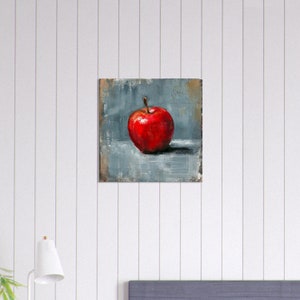 Red APPLE FRUIT PAINTING Kitchen Wall Art, Glossy Finish Apple Fruit ...