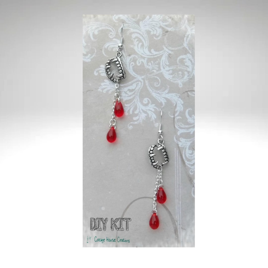 DIY EARRING KIT Vampire Fang Blood Droplet Earring Kit Adult Goth ...