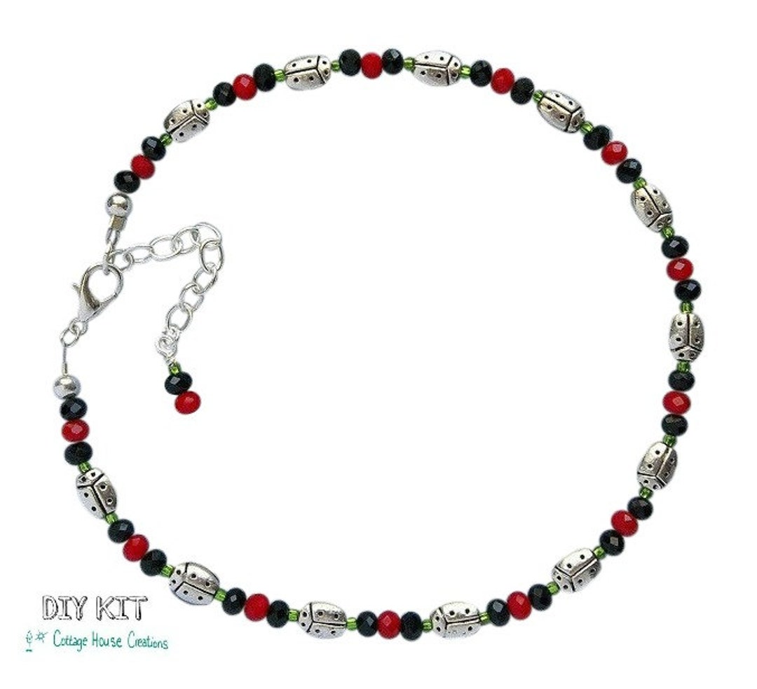 Ladybugs ~ DIY Bead Kit Anklet Jewelry Making Beads Supply Kit With ...