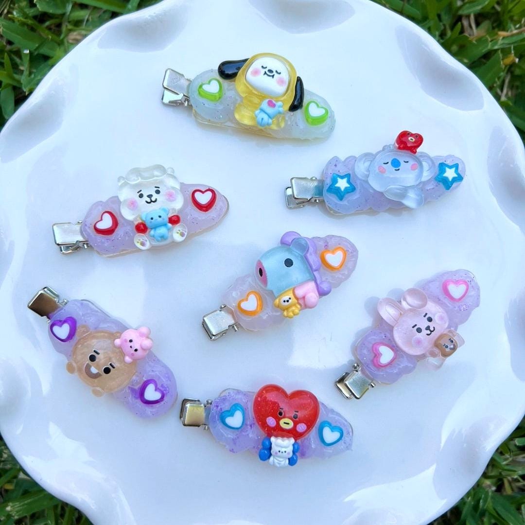 BT21 Clips, BT21 Hair Clips, BT21 Charm Hair Clips, BTS, Cute Hair ...