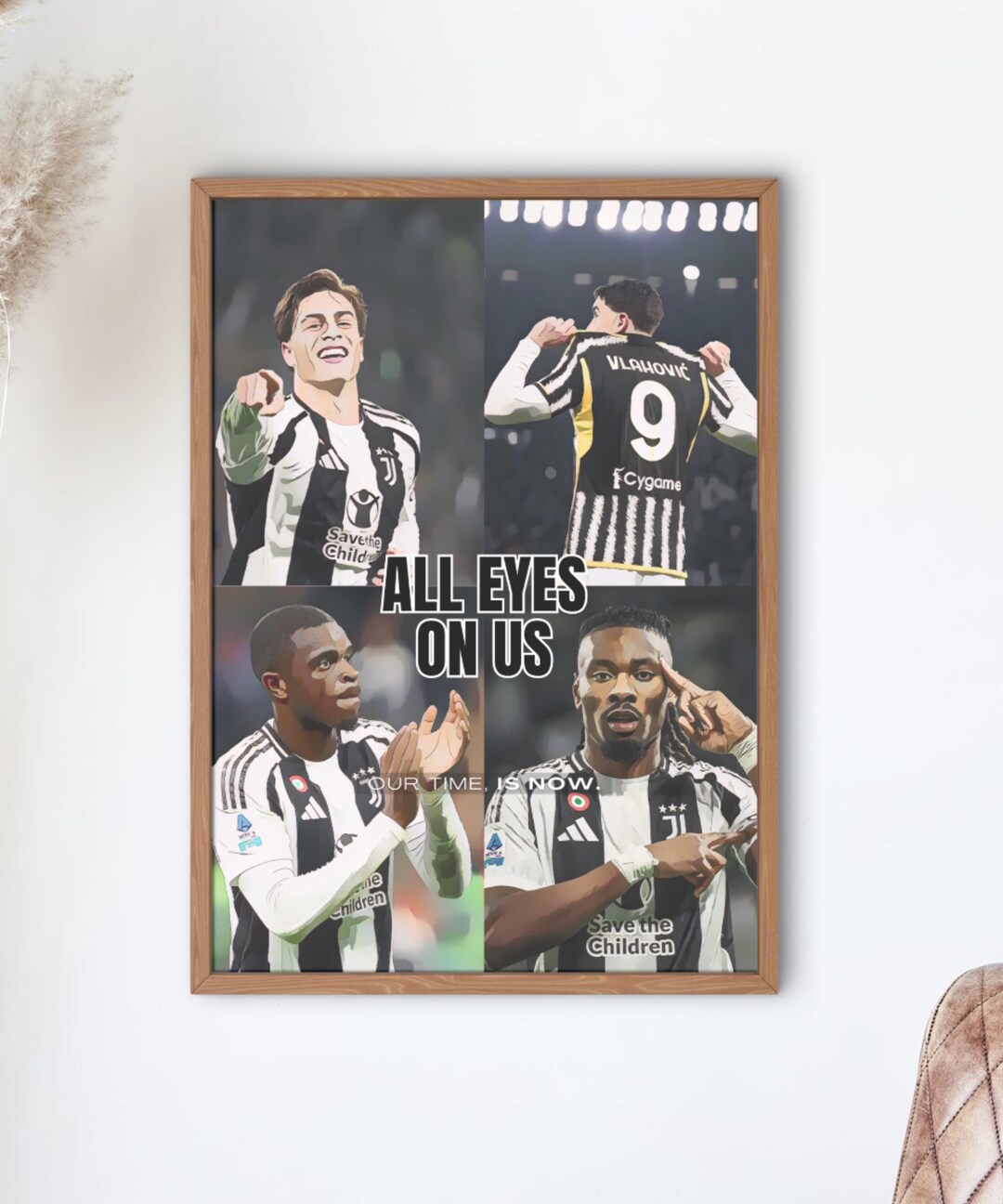 Juventus Poster Cartoon Vlahovic Kalulu Thuram Yildiz Poster Seria A ...