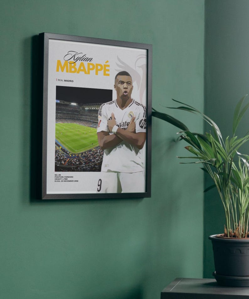 Kylian Mbappe Poster, Cartoon Real Madrid Poster, La Liga Poster ...