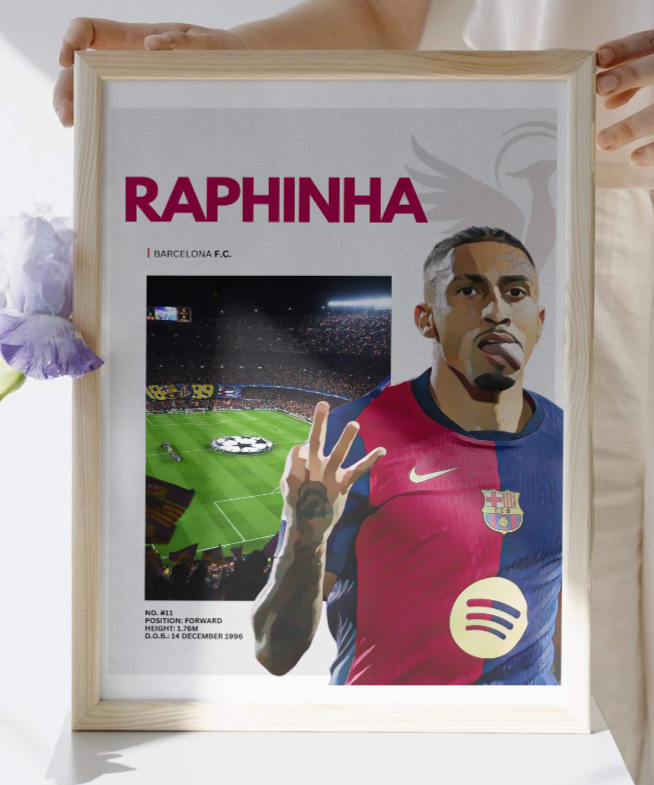 Raphinha Poster, Cartoon Barcelona Poster La Liga Poster Sports Poster Soccer Gift Football Fan ...