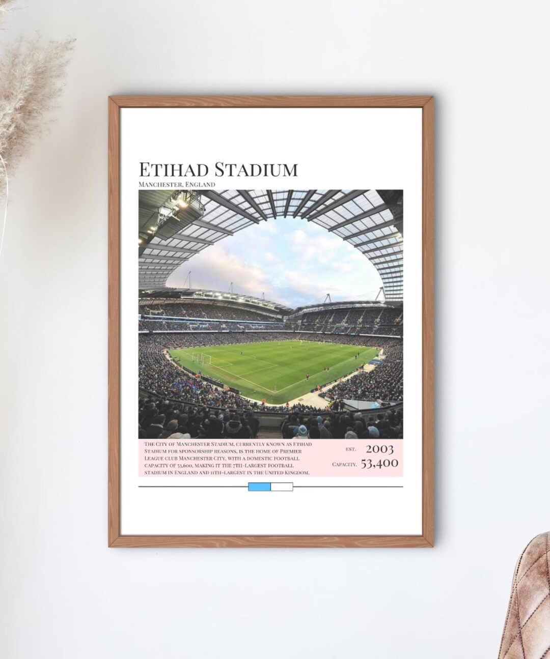 Etihad Stadium Poster, Man City F.C. Poster Print, Football Stadium ...