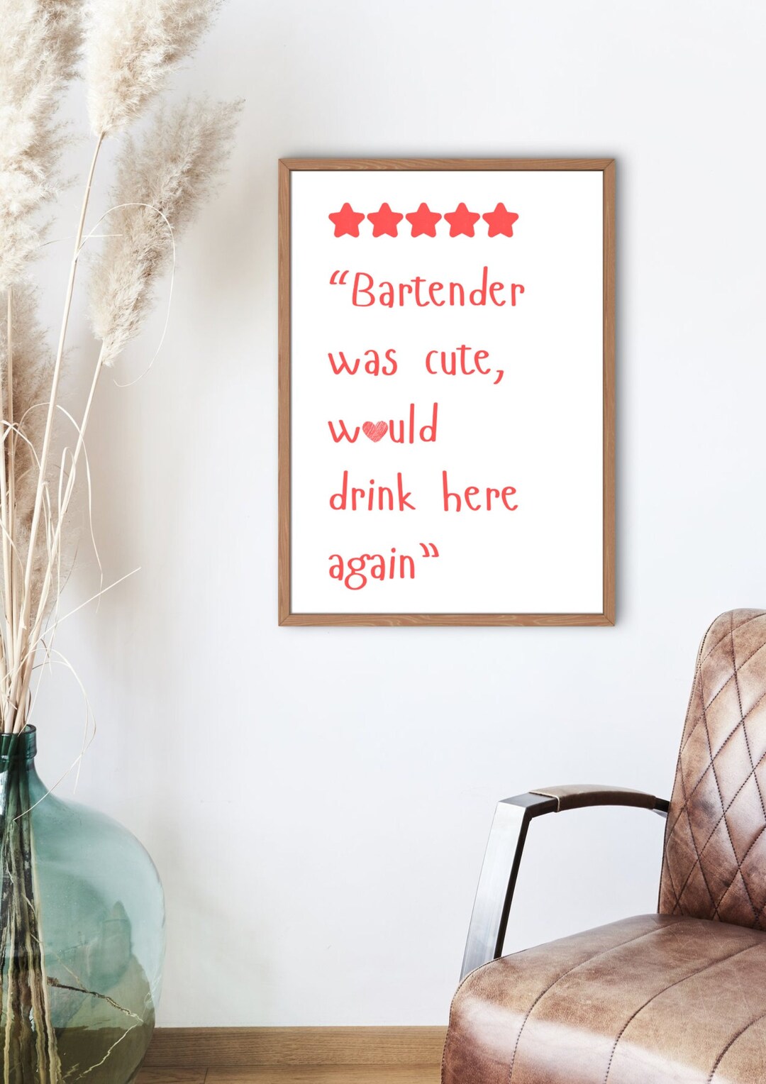 Bartender Was Cute Aesthetic Bar Decor Printable Cute Bar Art Club Wall ...