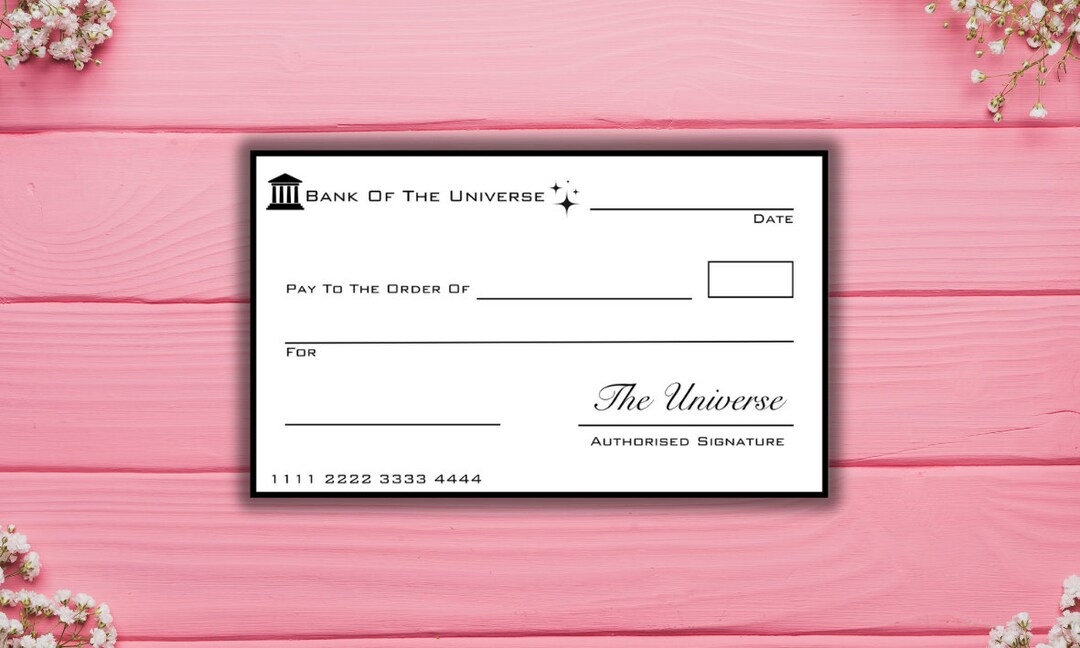 Printable Abundance Check Money Manifestation Bank of the Universe Law ...