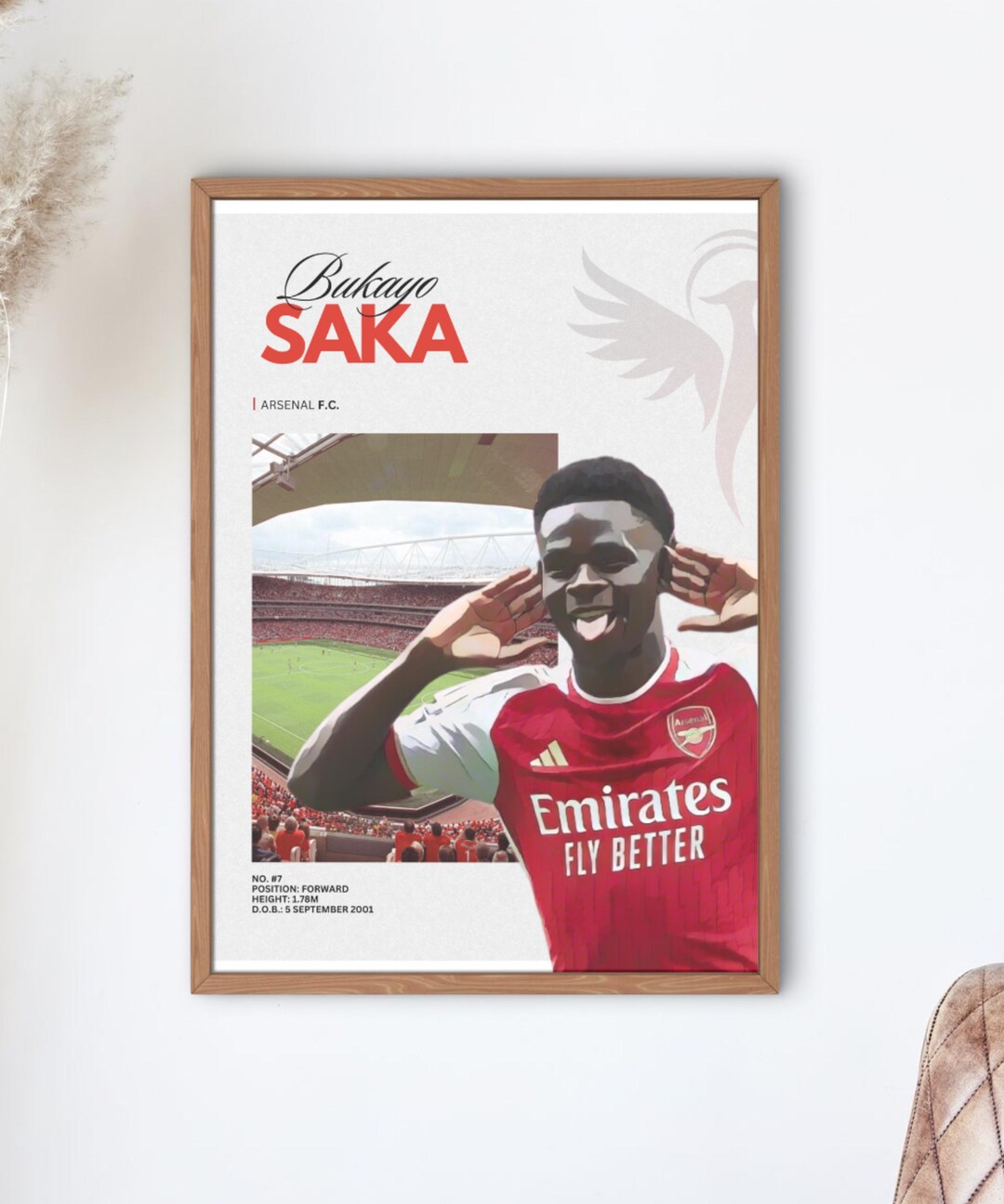 Bukayo Saka Poster, Arsenal Poster Premier League Poster Sports Poster ...